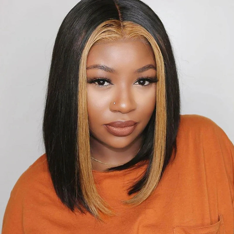 Skunk Stripe 1B/27 Color - Straight Short Bob Wig – Ishow Hair
