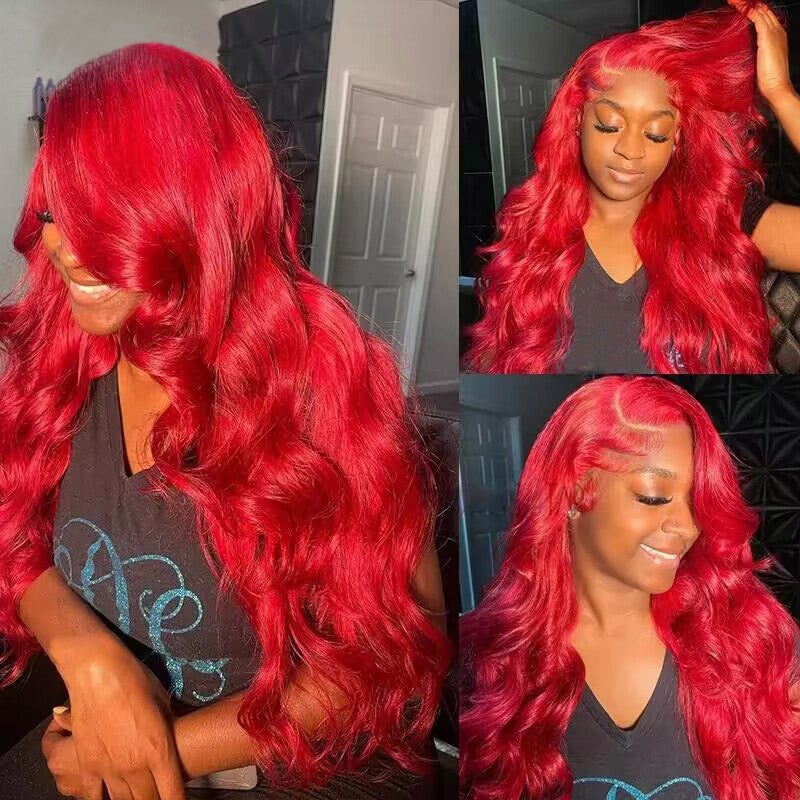Ishow Red Lace Front Wigs Body Wave Wig 13x4 HD Lace Frontal Wigs Tran ...