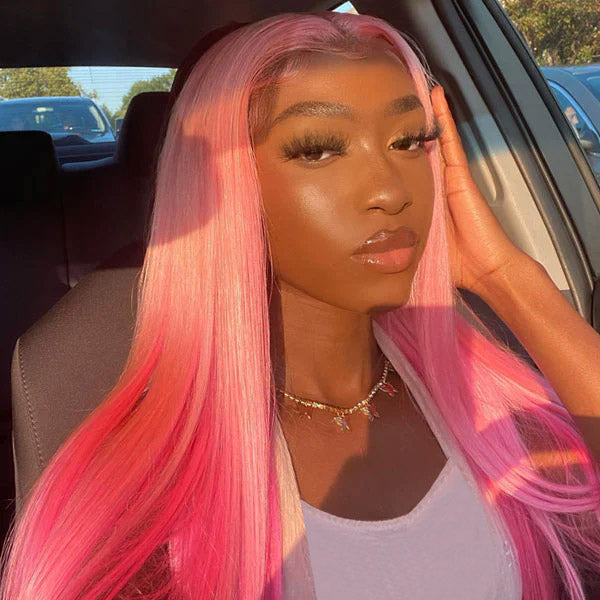 Barbie Pink Straight Human Hair Wigs - HD Lace Frontal Wig – Ishow Hair