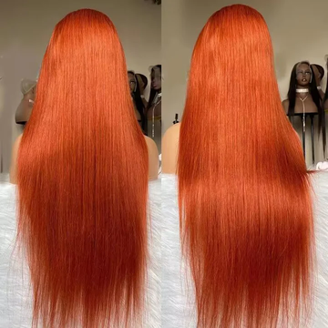 Pre Plucked Ginger Lace Front Wigs Straight Human Hair Wigs With Natur ...