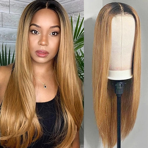 1B 27 Colored Lace Front Wigs - Straight Human Hair Wigs – Ishow Hair